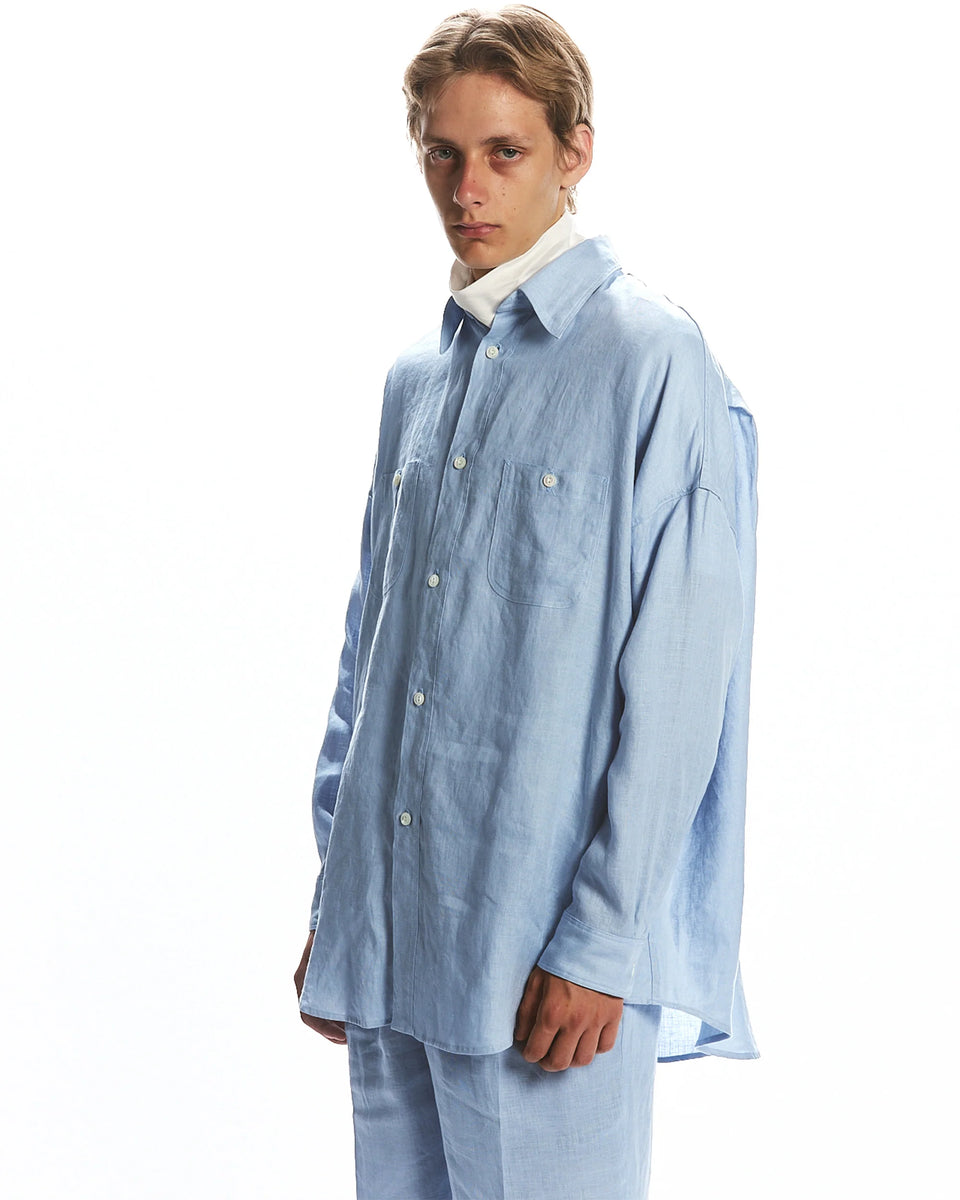 【MARKAWARE】HEMP SHIRTING TENT LONG SHIRT / OLD BLUE – Butterfly Clutch
