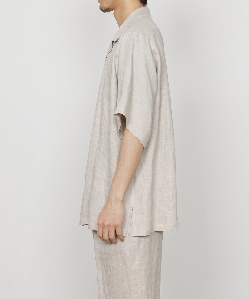 【MARKAWARE】HEMP SHIRTING NEW OPEN COLLAR S/S SHIRT / TAUPE – Butterfly Clutch