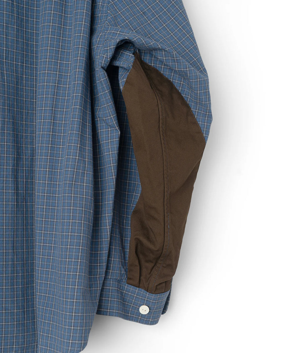 【refomed】WRIST PATCH WIDE SHIRT "CHECK" / BLUE – Butterfly Clutch